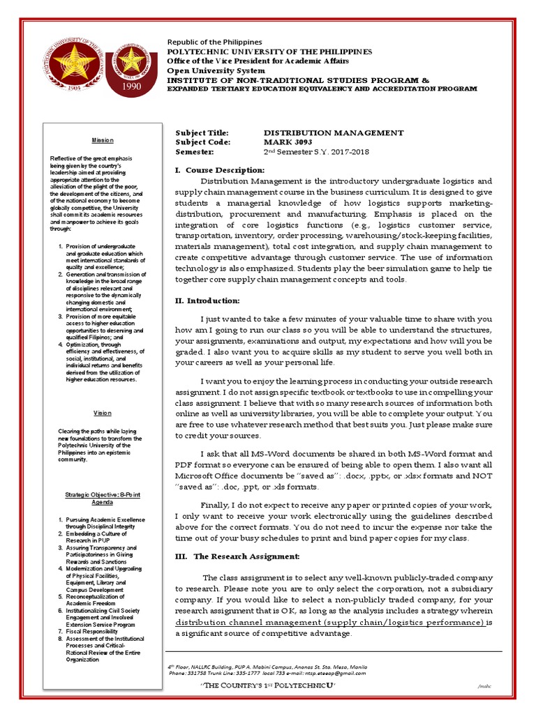Distribution Management | PDF | Logistics | Supply Chain