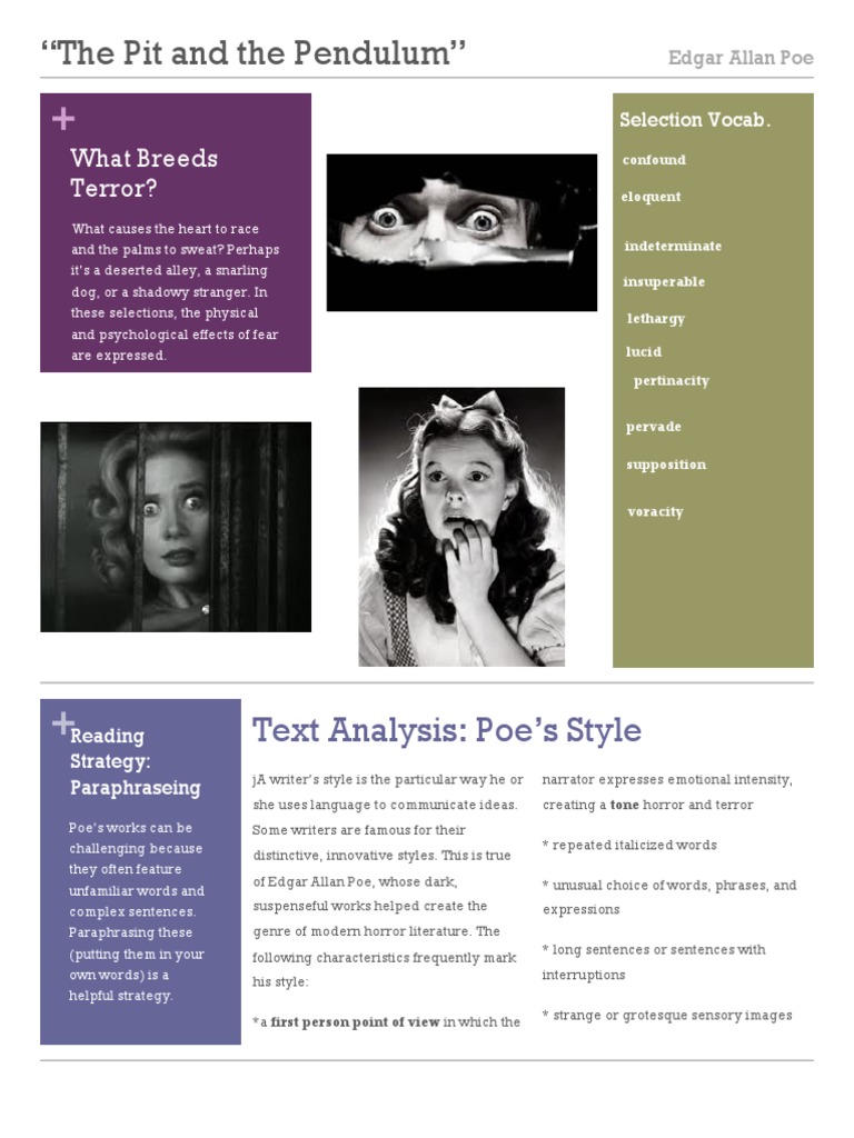 The Pit and The Pendulum - Pre-Reading Packet | PDF | Edgar Allan Poe