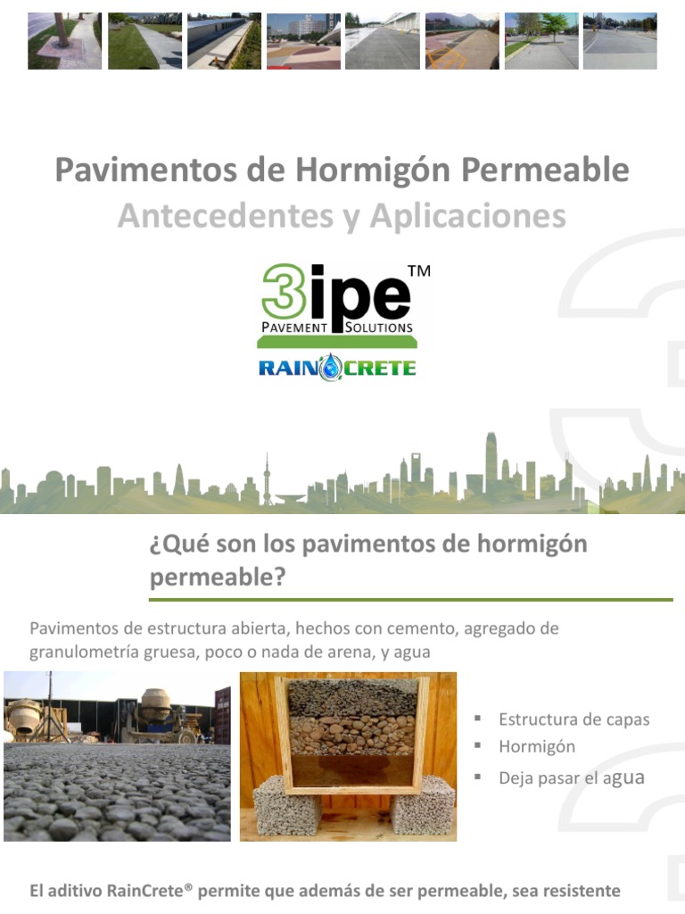 Pavimento Permeable 3ipe PDF | PDF | Ecología | Hormigón