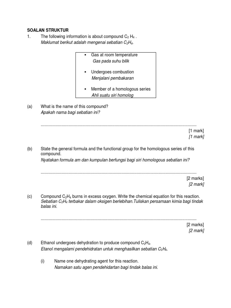 SOALAN STRUKTUR Form 5 | PDF | Redox | Alcohol
