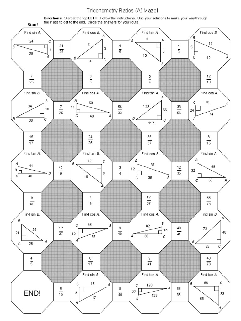 Trigonometry Mazes PDF | PDF | Trigonometric Functions | Trigonometry