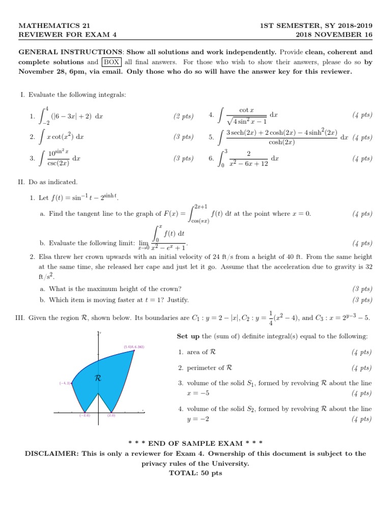 Math 21 - Reviewer For Exam 4 PDF | PDF | Physical Quantities ...