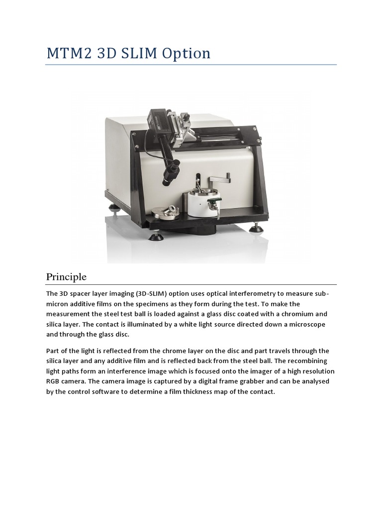 MTM2 3D SLIM Option: Principle | Download Free PDF | Motor Oil | Optics