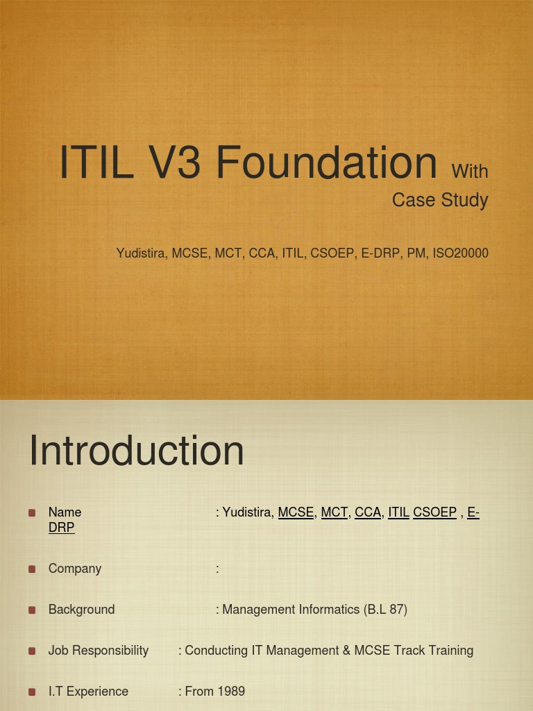 ITIL V3 Foundation Case Study Guide | PDF | Business