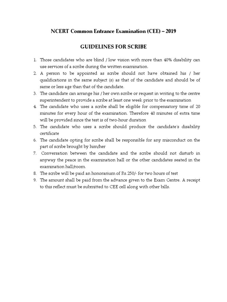 Guidelines For Scribe Pdf
