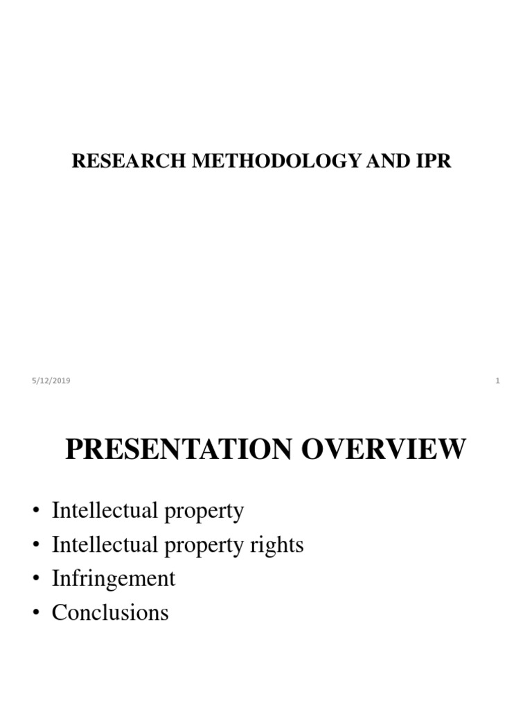 Research Methodology and Ipr | PDF | Patent | Trademark