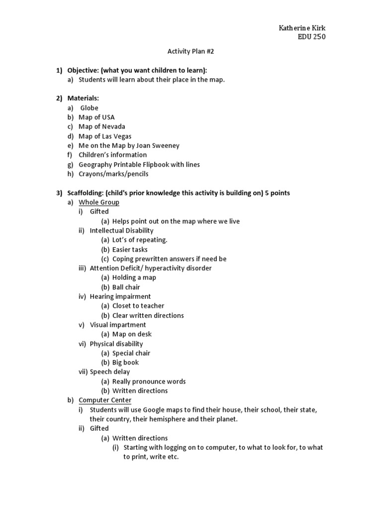 Activity Plan 2 | PDF | Disability | Map