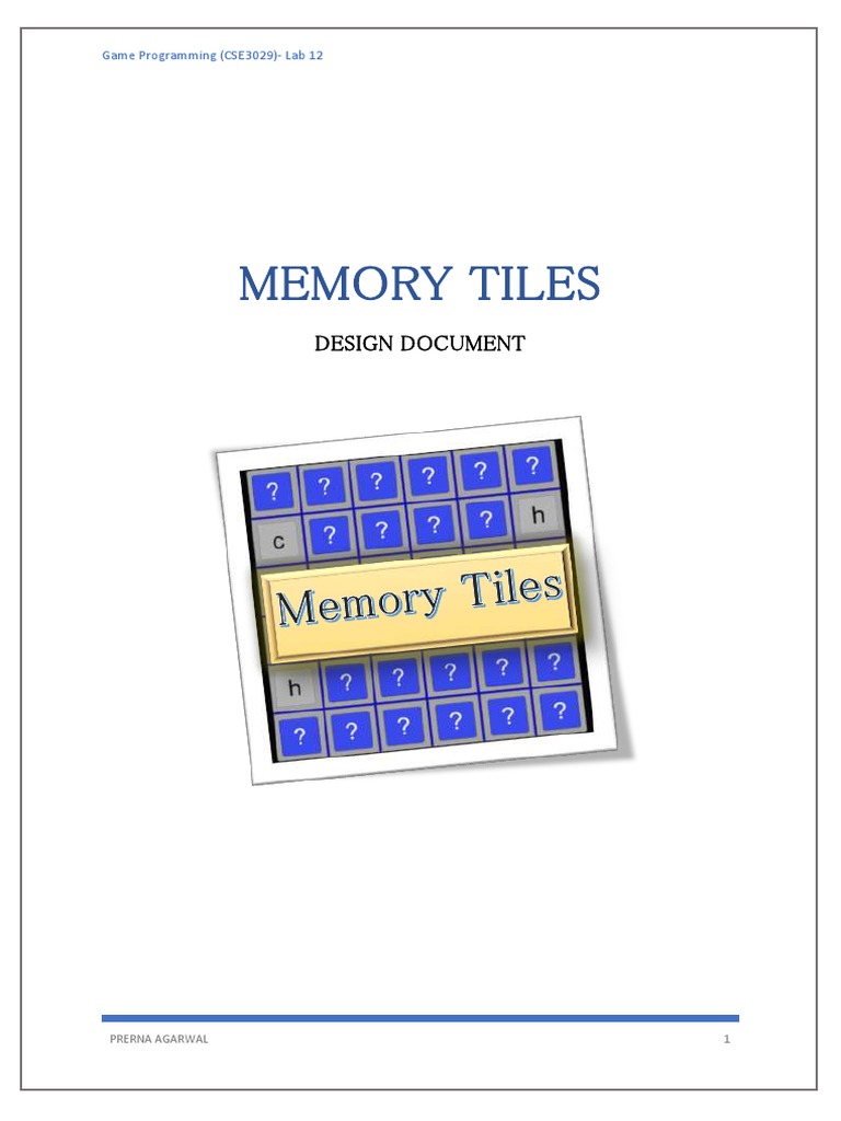 Memory Tiles: Design Document | PDF | Leisure | Computing And ...