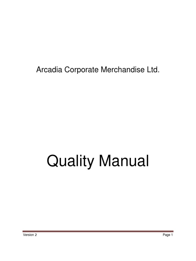 Arcadia Quality Manual | PDF | Internal Audit | Audit