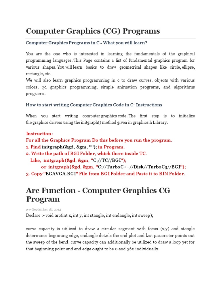 Computer Graphics Programs in C - What You Will Learn? | PDF | Computer ...