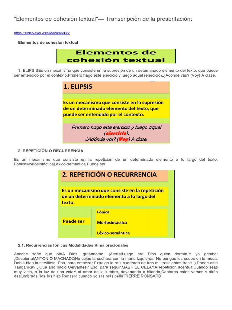 Elementos de Cohesión Textual | PDF | Adverbio | Oración (Lingüística)