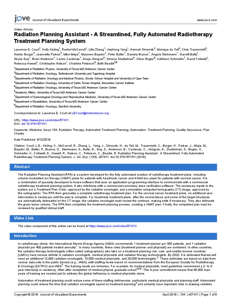 Radiation Planning Assistant - A Streamlined, Fully Automated ...