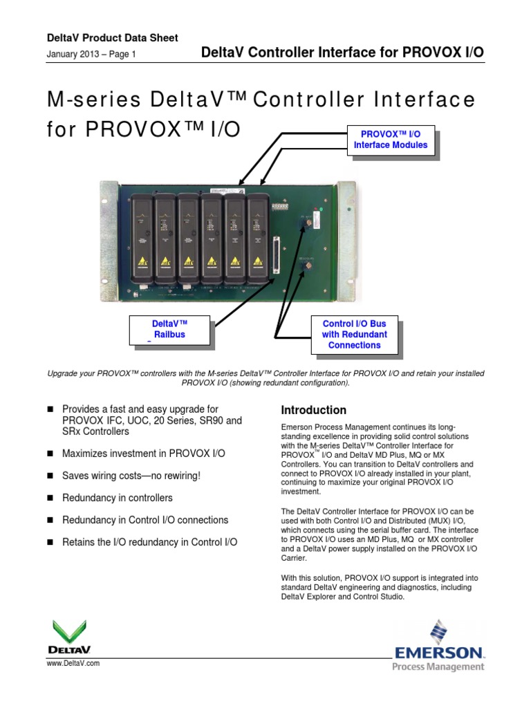 Deltav Controller Interface For Provox I/O | Input/Output | Power Supply