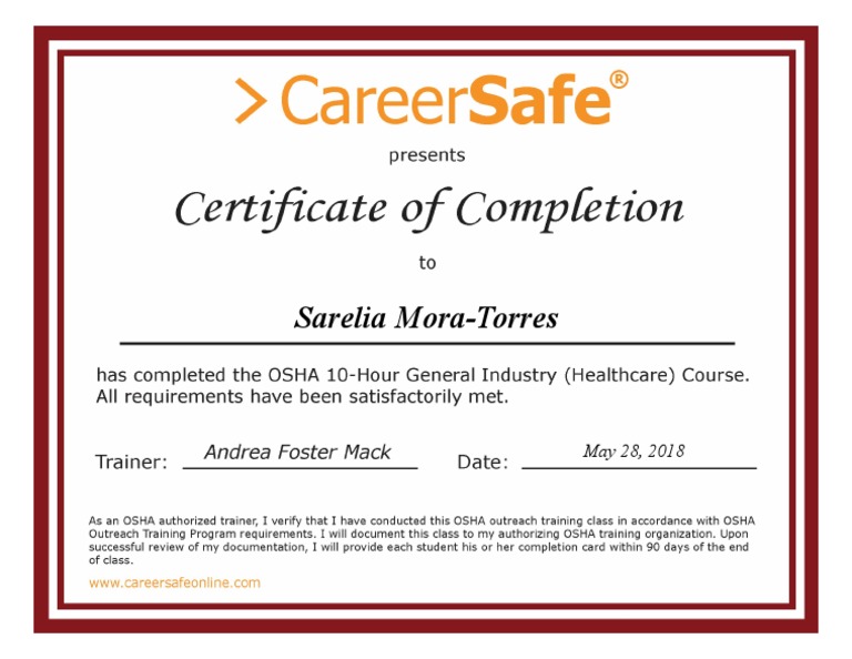 Osha Certification | PDF