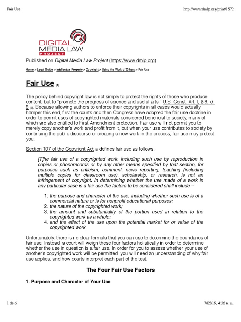 The Four Fair Use Factors | PDF | Fair Use | Copyright Infringement