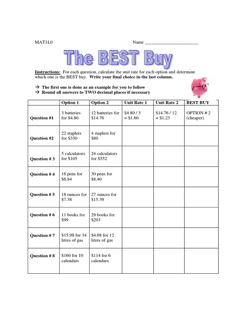 The Best Buy Unit Rates | PDF