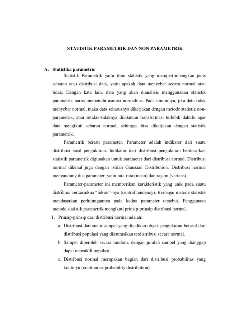 Statistik Parametrik Dan Non Parametrik | PDF