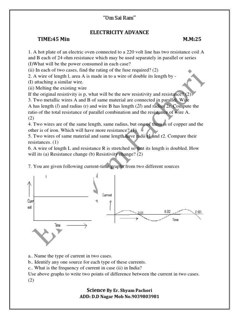 Electricity Paper (Advance) | PDF | Electric Current | Series And ...