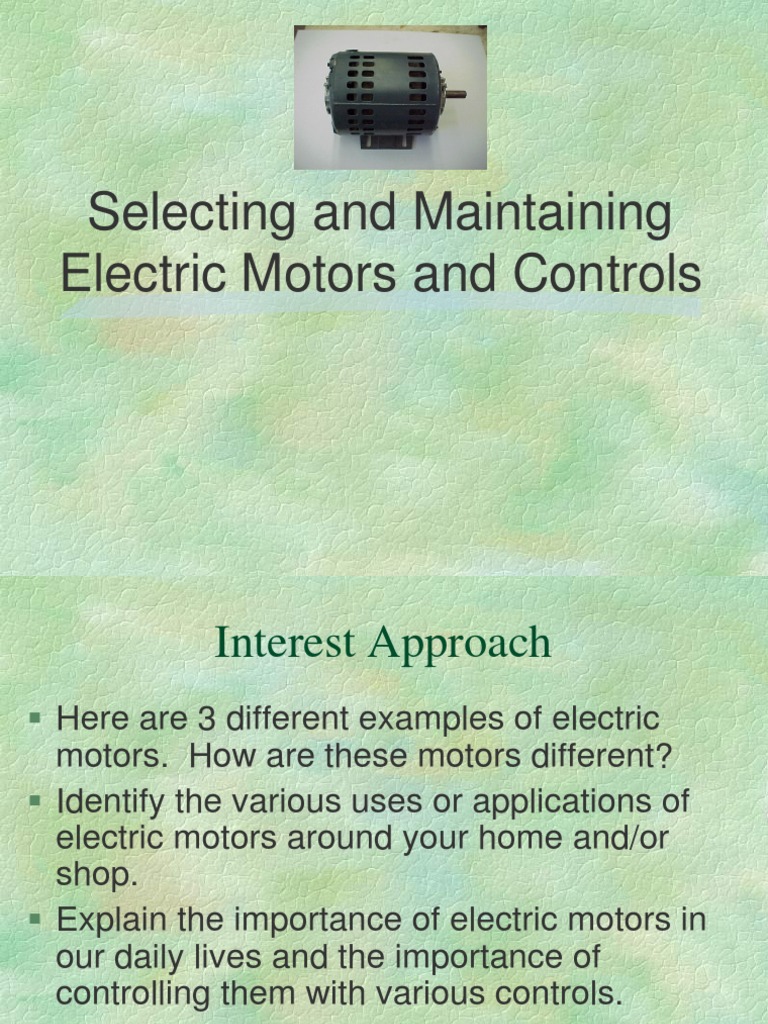 Selecting and Maintaining Electric Motors and Controls | Electric Motor ...