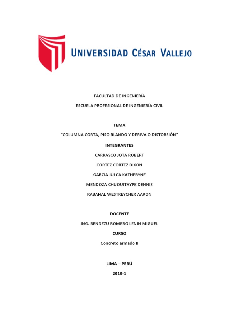 Piso Blando, Columna Corta y Distorsion | PDF | Rigidez | Estrés (Mecánica)