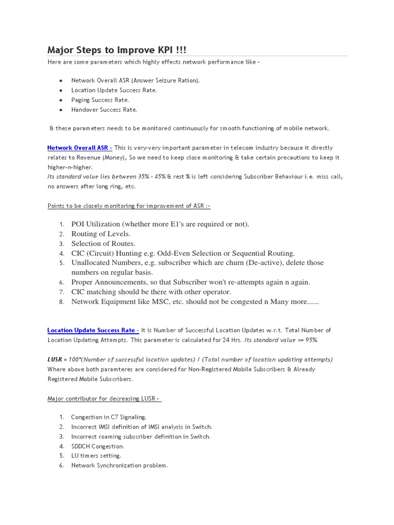 Major Steps To Improve KPI | PDF | Subscription Business Model ...