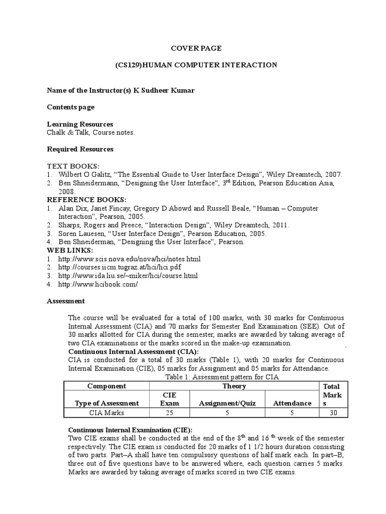 HCI Course Overview | PDF | Human–Computer Interaction | Design