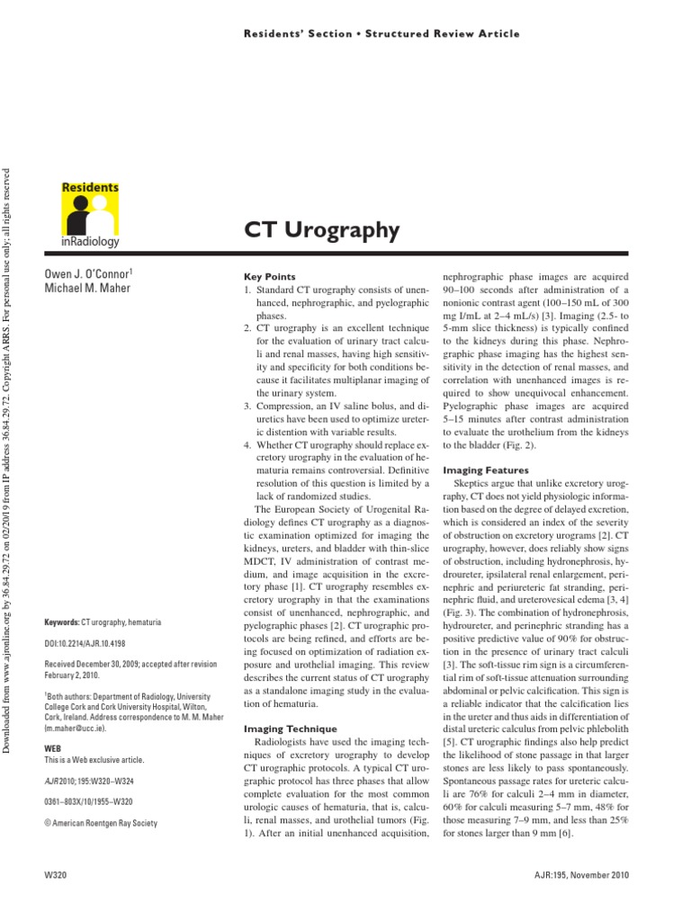 CT Urography | PDF | Ct Scan | Kidney