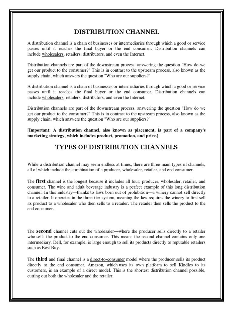Distribution Channel | PDF | Sales | Marketing