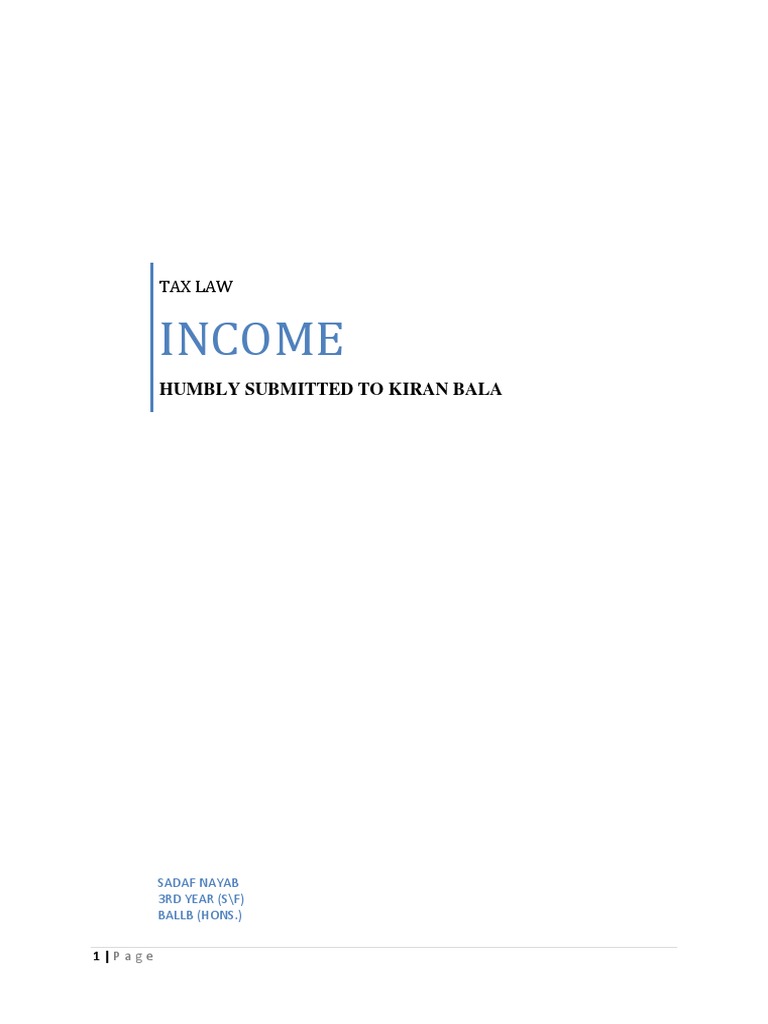 TAX LAW: A CONCISE GUIDE TO INCOME DEFINITION | PDF | Statutory ...