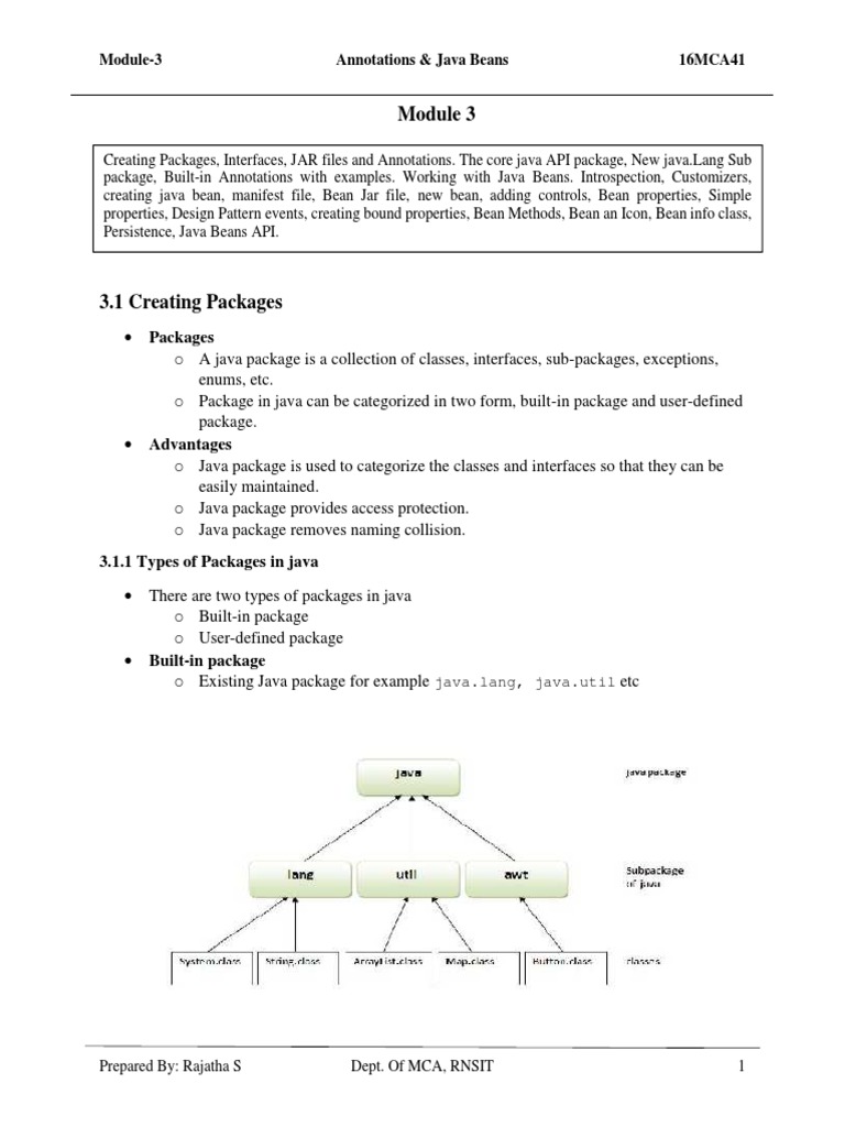 Packages: Module-3 Annotations & Java Beans 16MCA41 | PDF | Class ...