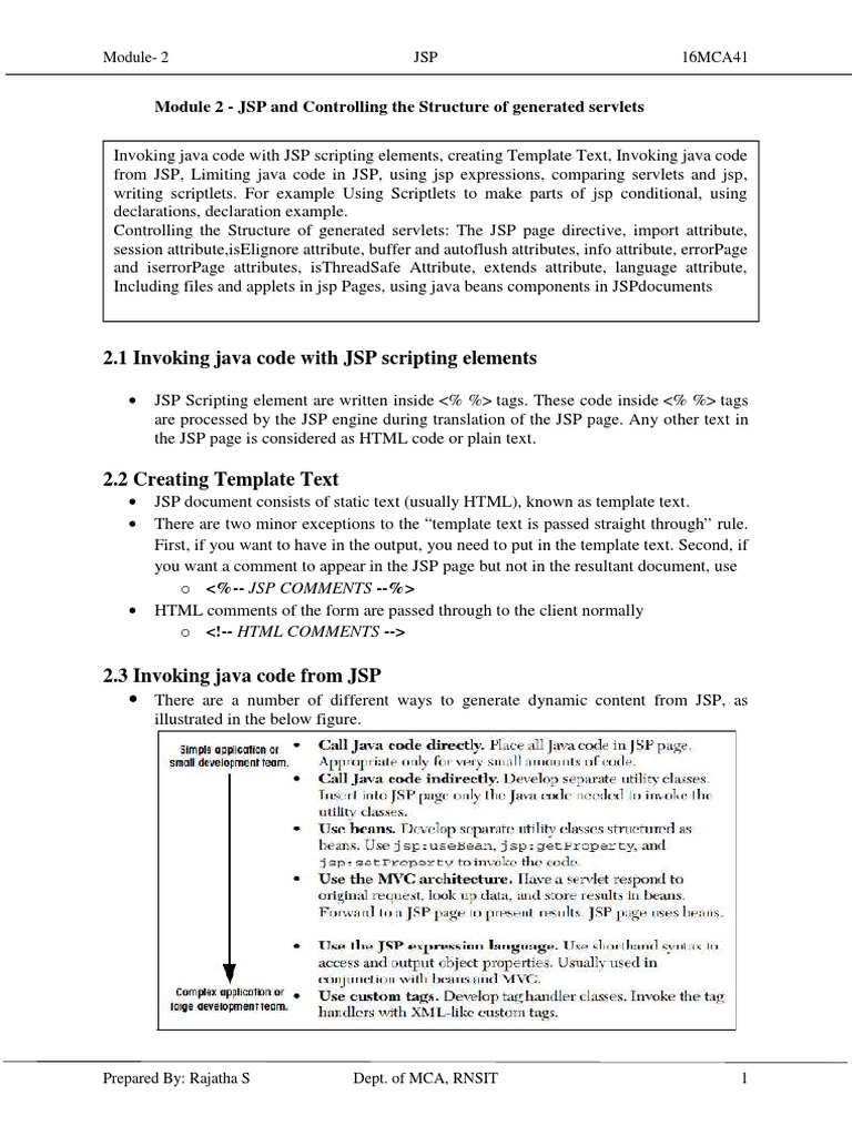 AJP - Module2 (Rajatha S) PDF | Download Free PDF | Java Server Pages | Java Servlet