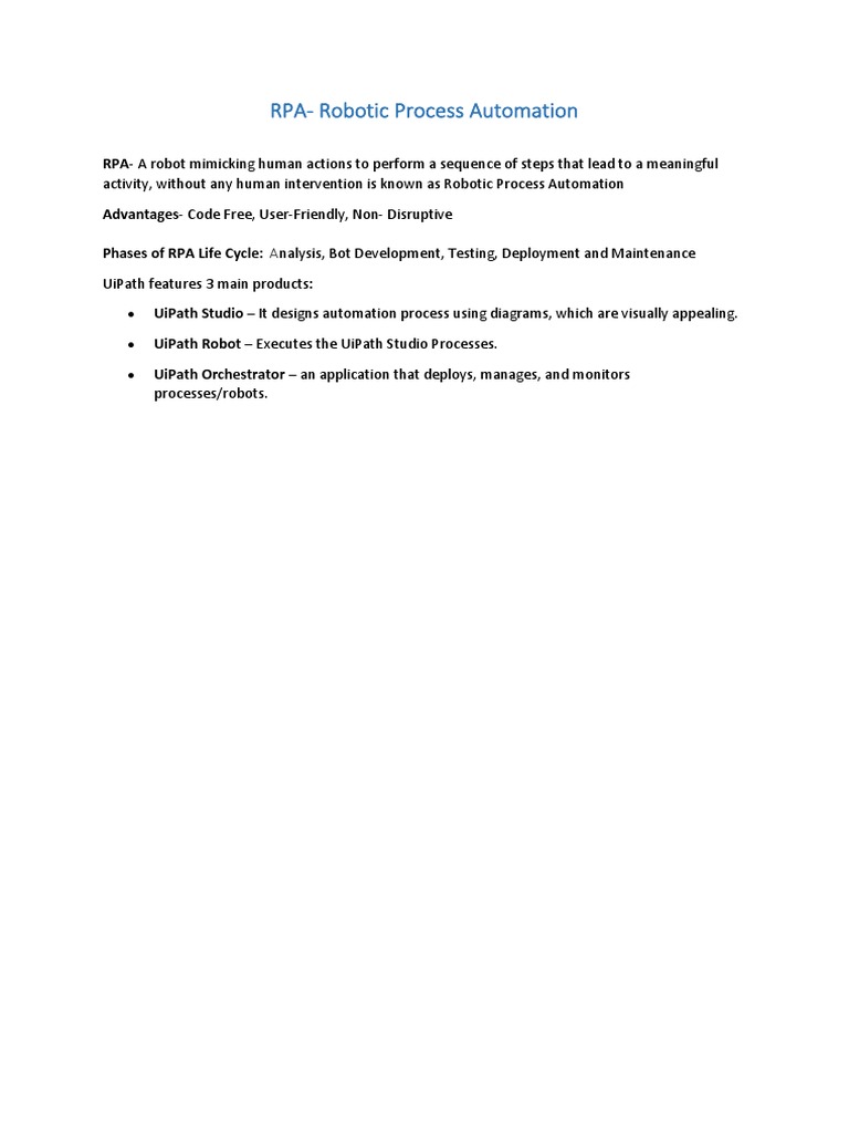 Activity, Without Any Human Intervention Is Known As Robotic Process ...