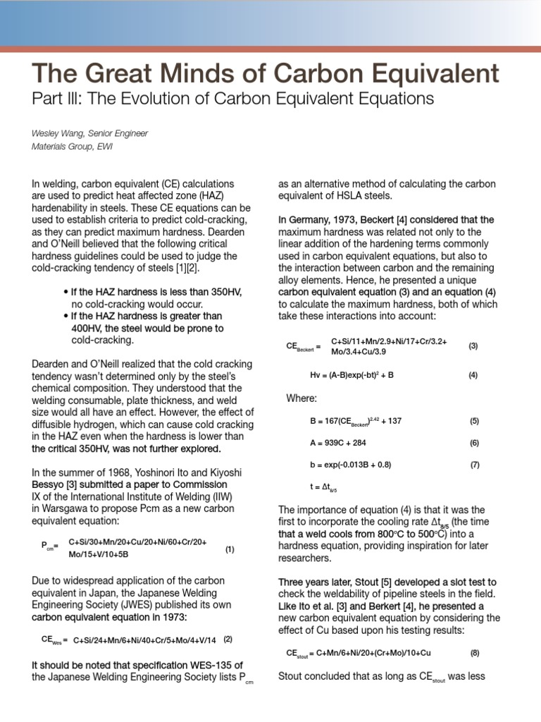 Carbon Equivalent Equation | Download Free PDF | Steel | Welding