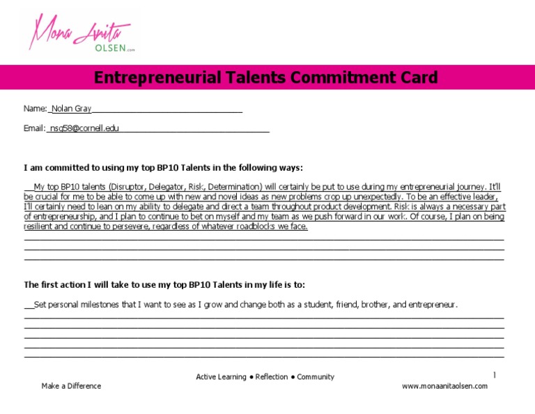 Commitment Card | PDF