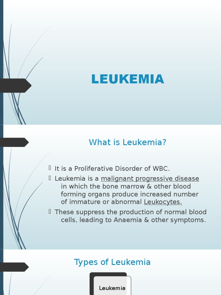 A Comprehensive Overview of Leukemia: Types, Symptoms, Diagnosis, and Treatment Approaches | PDF ...