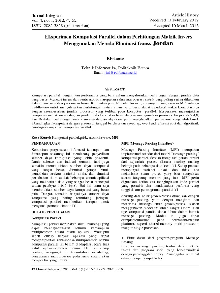 Jurnal Perhitungan Matriks | PDF