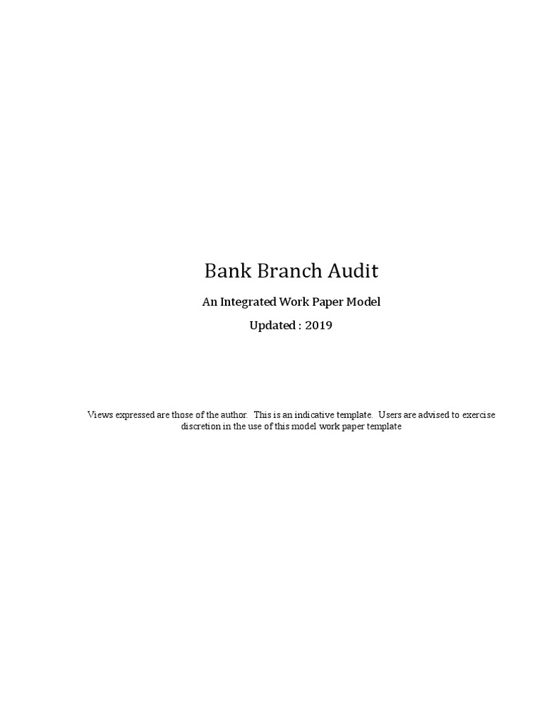 Bank Audit Work Paper | Download Free PDF | Internal Control | Audit