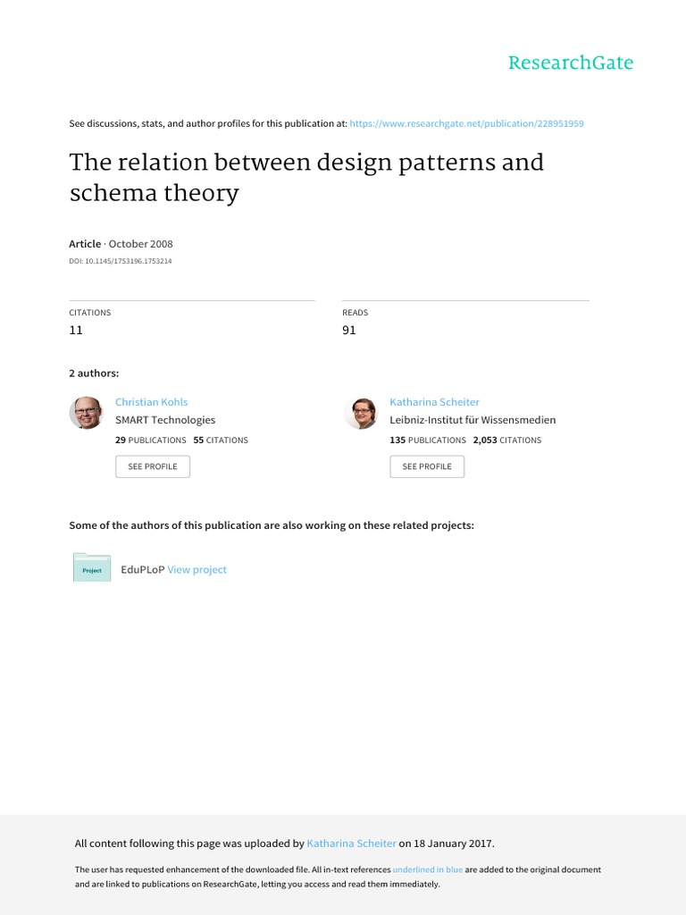 The Relation Between Design Patterns and Schema TH | PDF | Conceptual ...
