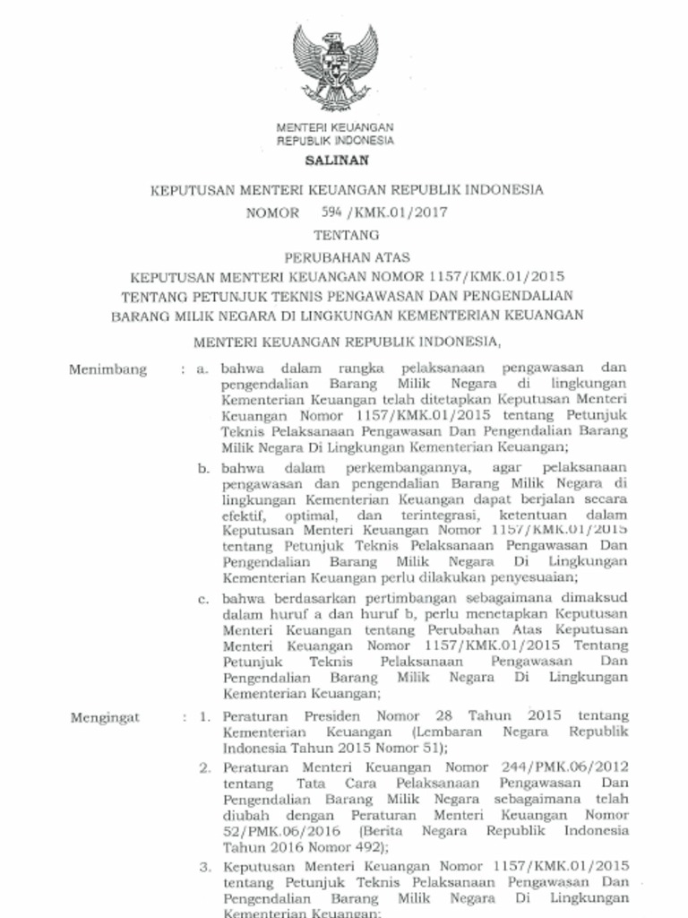 KMK 594 - 2017 - Juknis Wasdal BMN PDF | PDF