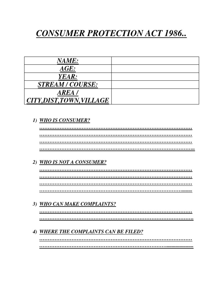 Consumer Protection Act 01 | PDF