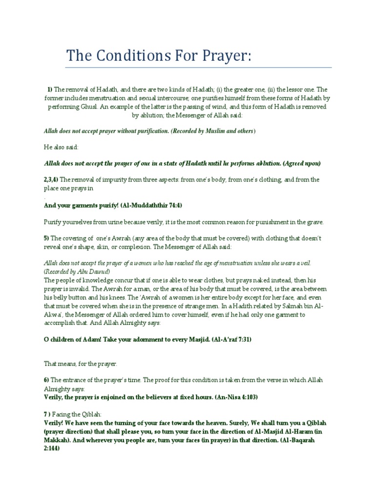 The Conditions For Prayer | PDF | Monotheistic Religions | Religious ...