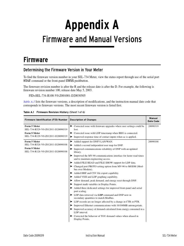 Appendix A: Firmware and Manual Versions | PDF | Digital Technology | Computing