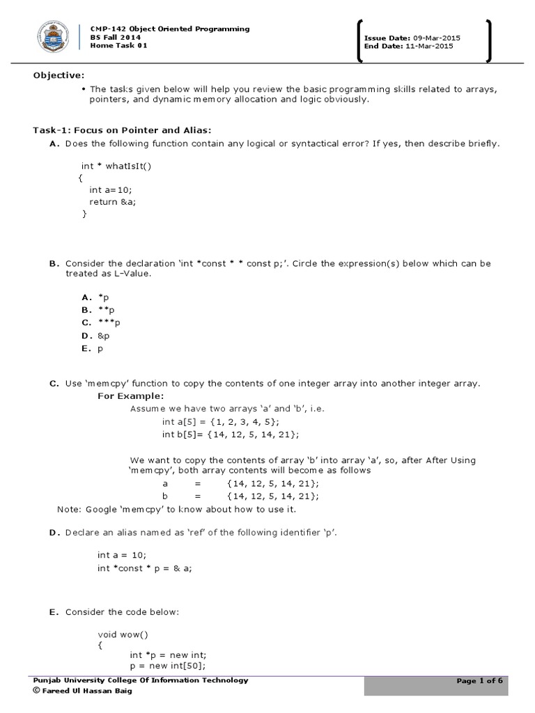 An OOP Task | PDF | Pointer (Computer Programming) | Array Data Structure