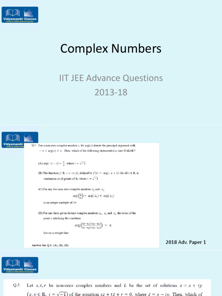 Anurag Sir Advance 2013 18 Complex Numbers | PDF | Business