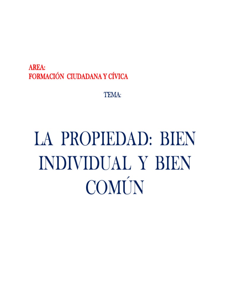 El Bien Individual | Descargar gratis PDF | Bien común | Propiedad ...