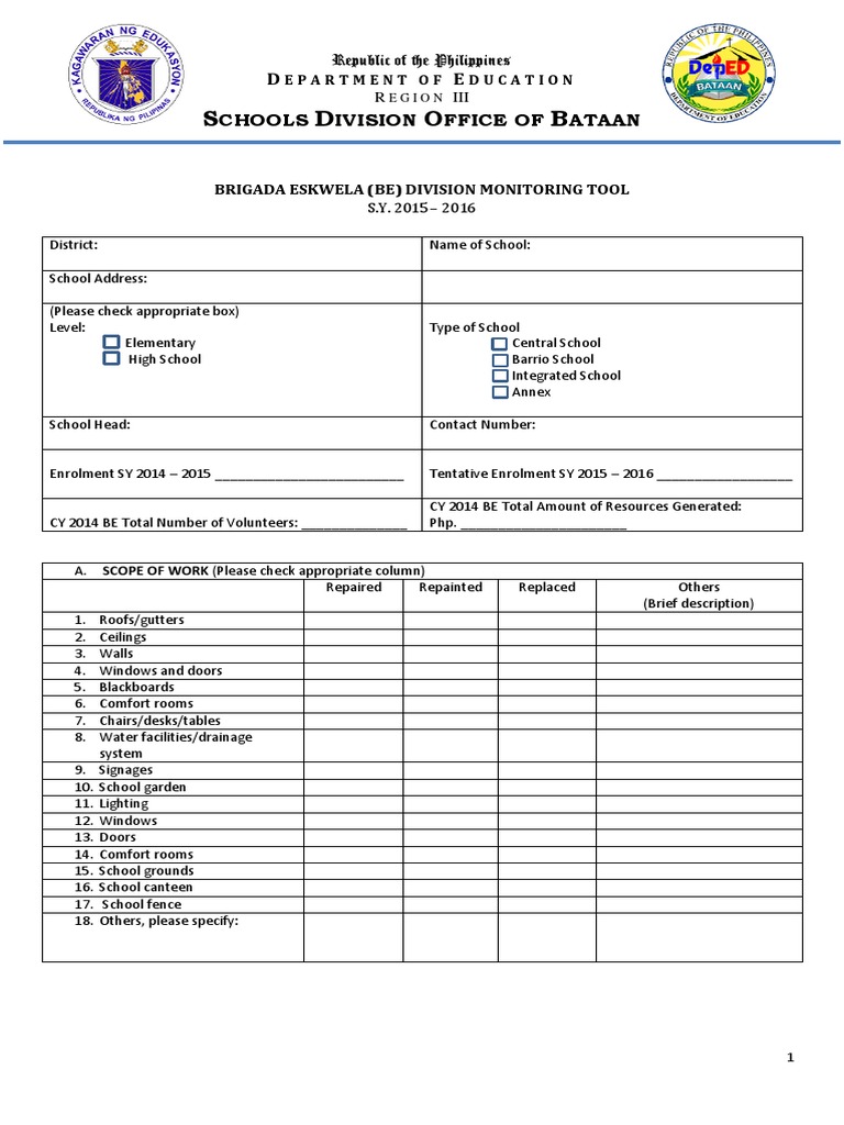 Brigada Eskwela - Monitoring Tool | Emergency Evacuation | Emergency ...