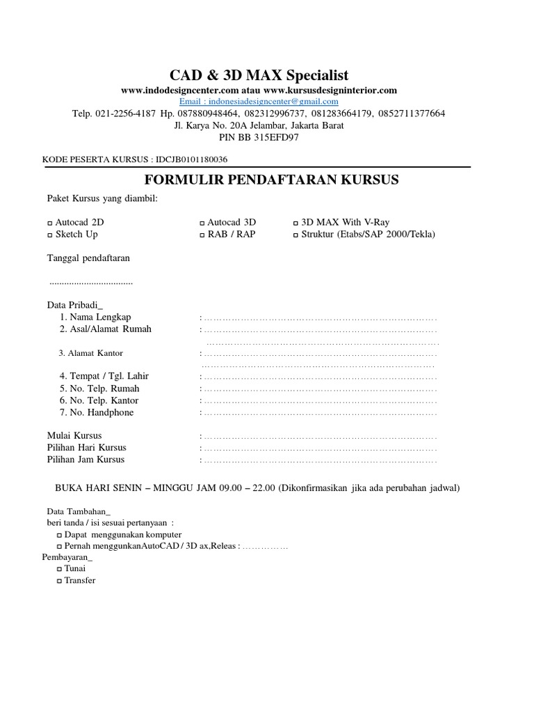 Form Formulir Idc | PDF
