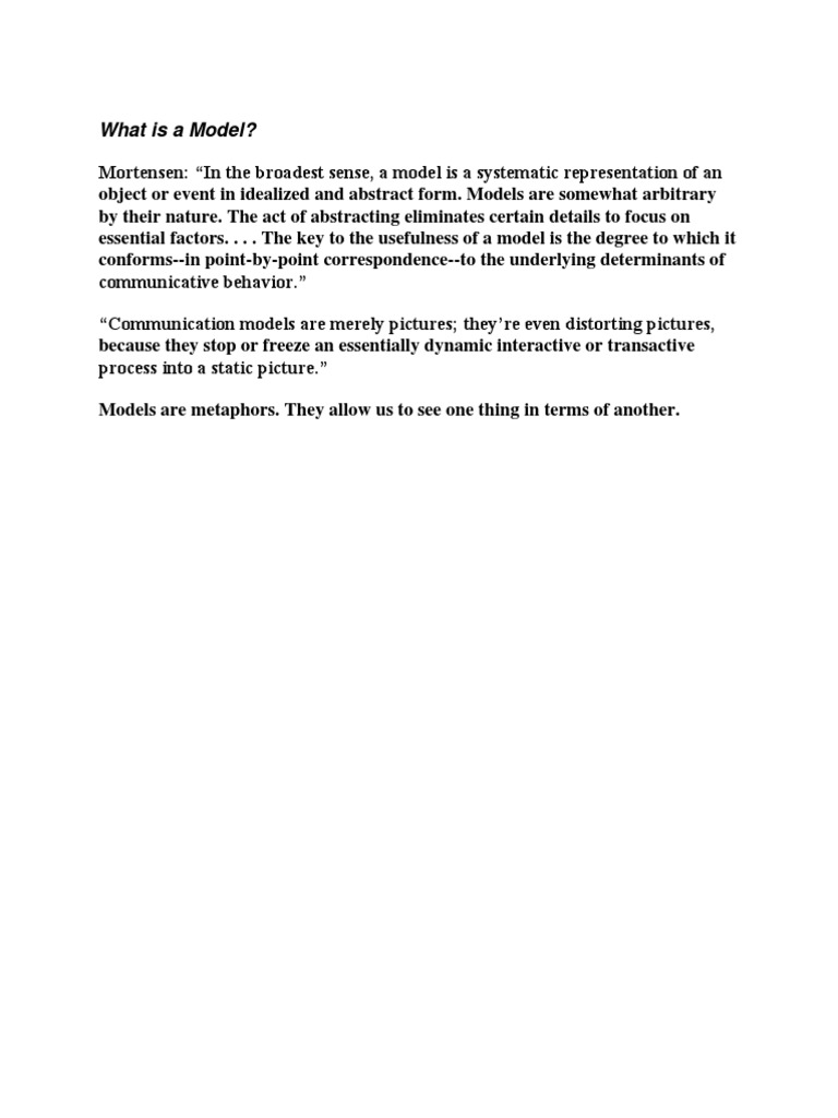 What is a Model? Understanding Models in Communication | PDF