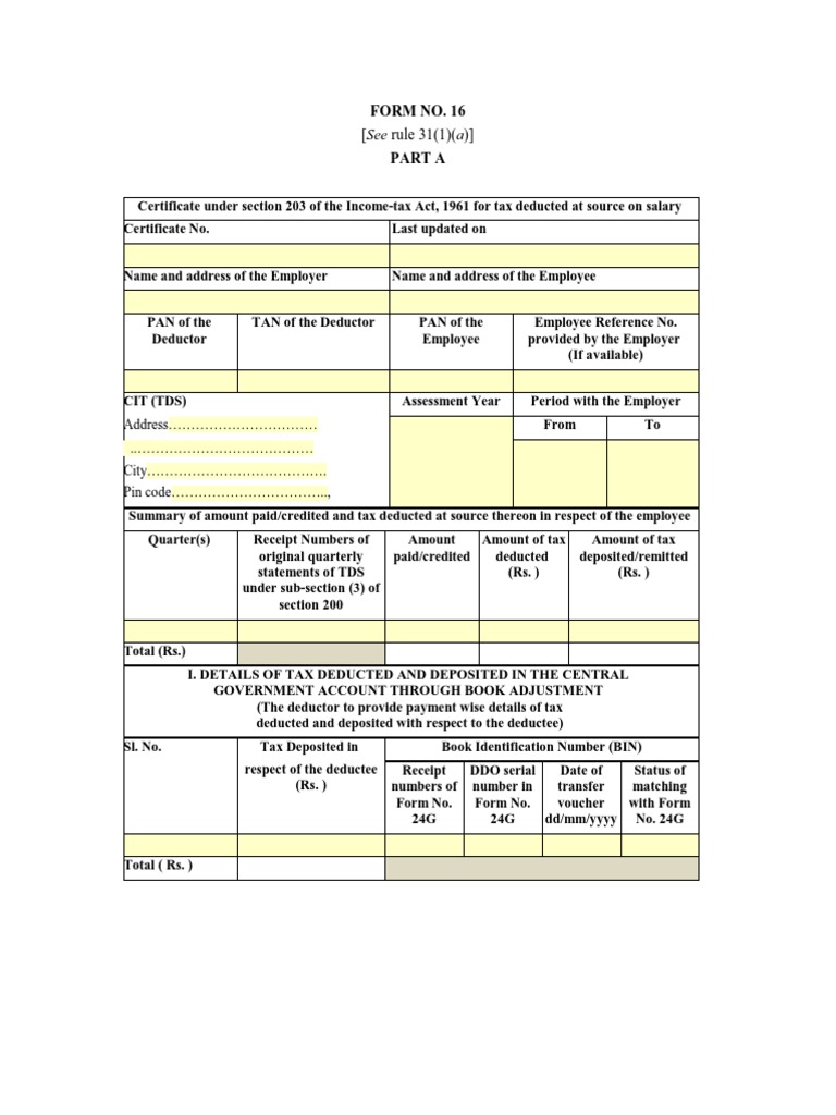 (See Rule 31 (1) (A) ) : Form No. 16 | PDF | Tax Deduction | Pension