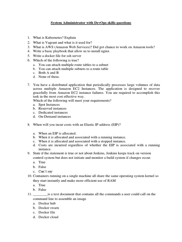 System Administrator With DevOps Skills Questions - Set1 | PDF ...